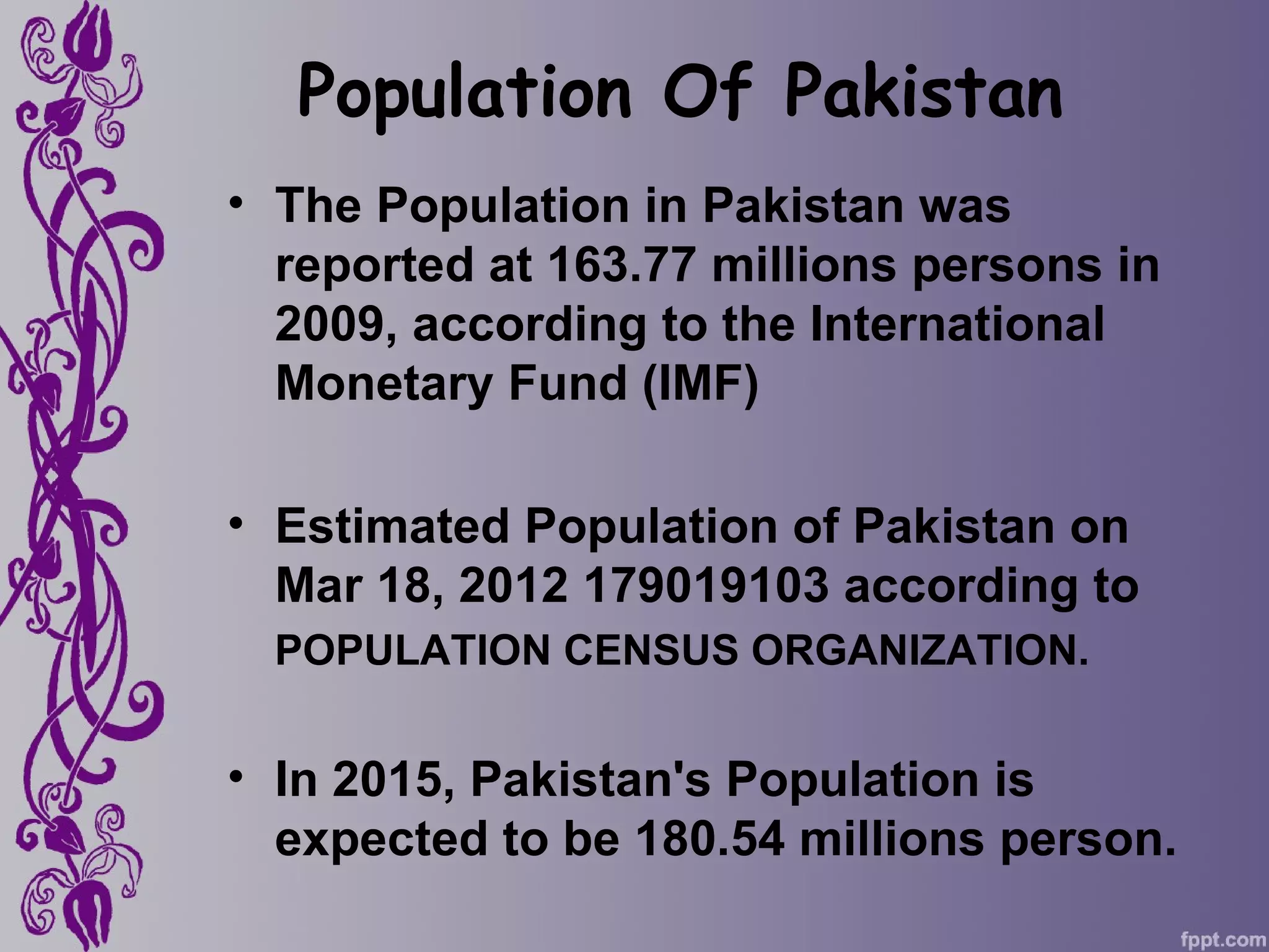 population and demography of pakistan | PPT