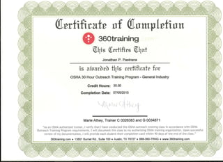 OSHA30 certificate of completion | PDF