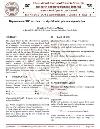 Deployment of ID3 decision tree algorithm for placement prediction | PDF