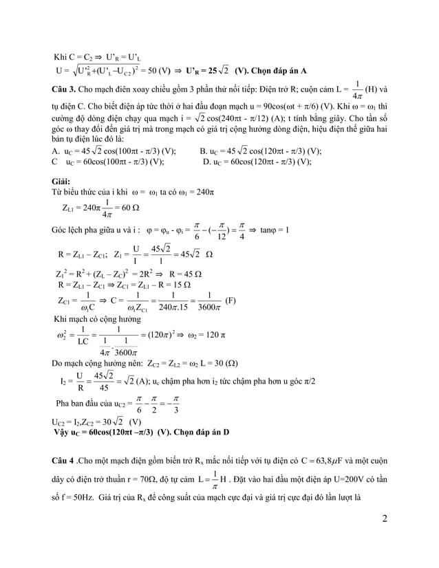 bai tap va phuong phap giai bai tap dien xoay chieu | PDF
