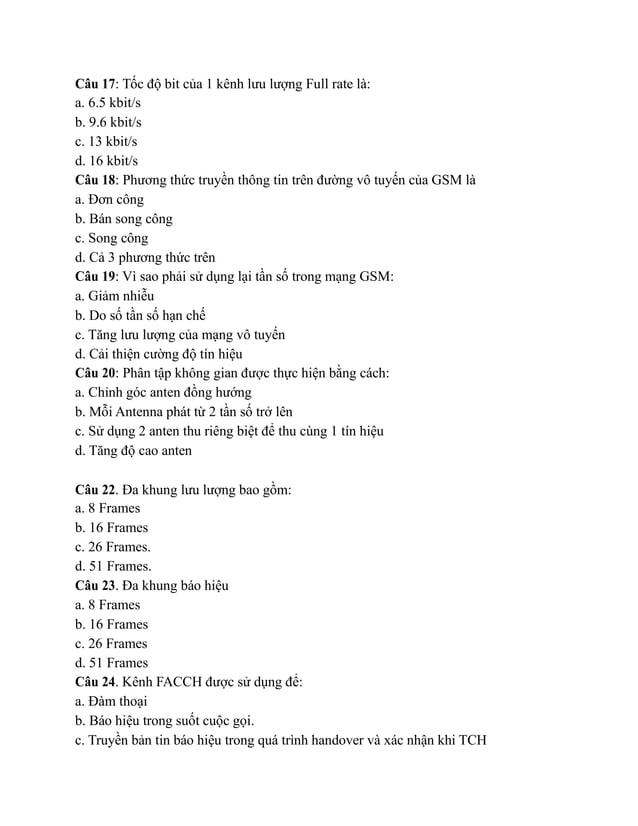 bai-tap-trac-nghiem-gsm | PDF