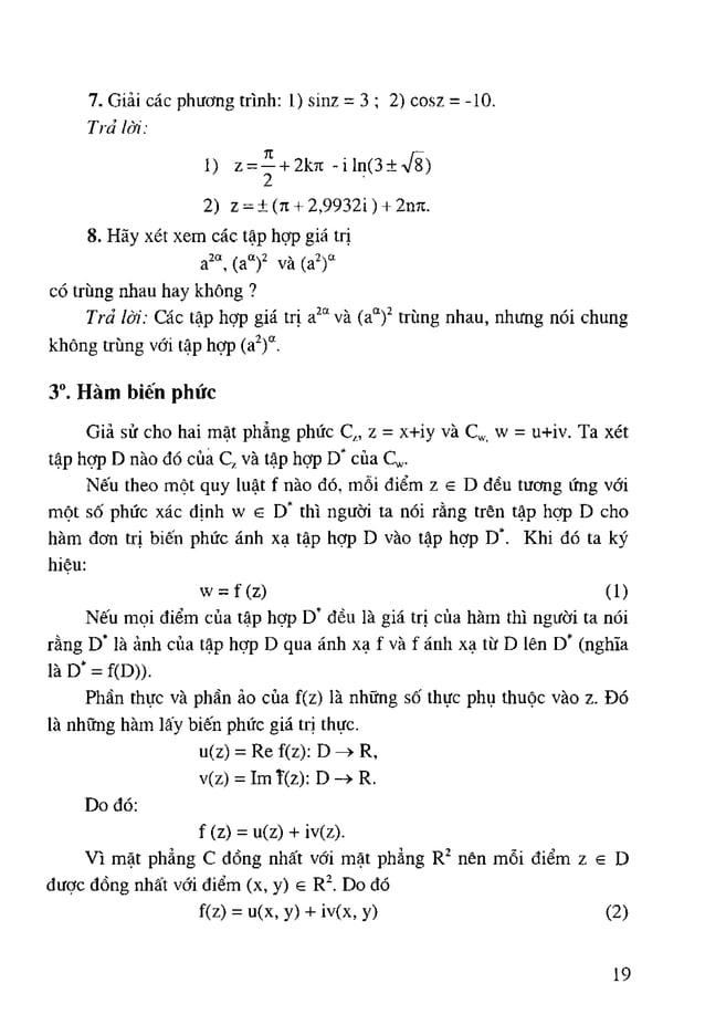 Hàm biến phức , Nguyễn Thủy Thanh ( function ) | PDF