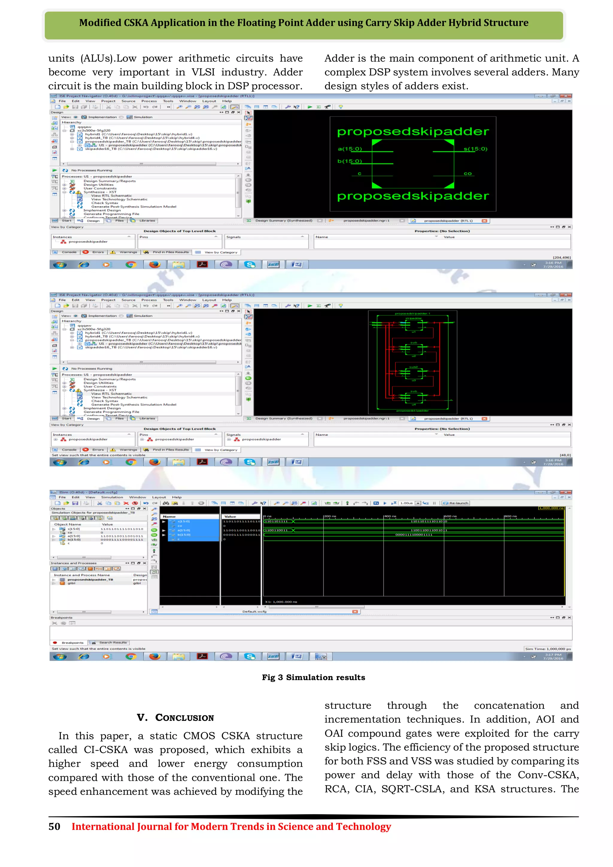Modified Cska Application In The Floating Point Adder Using Carry Skip
