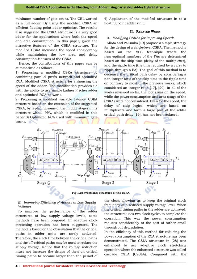Modified CSKA Application in the Floating Point Adder using Carry Skip Adder Hybrid Structure | PDF
