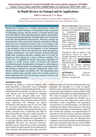 In Depth Review on Nanogel and its Applications | PDF | Chemistry | Science