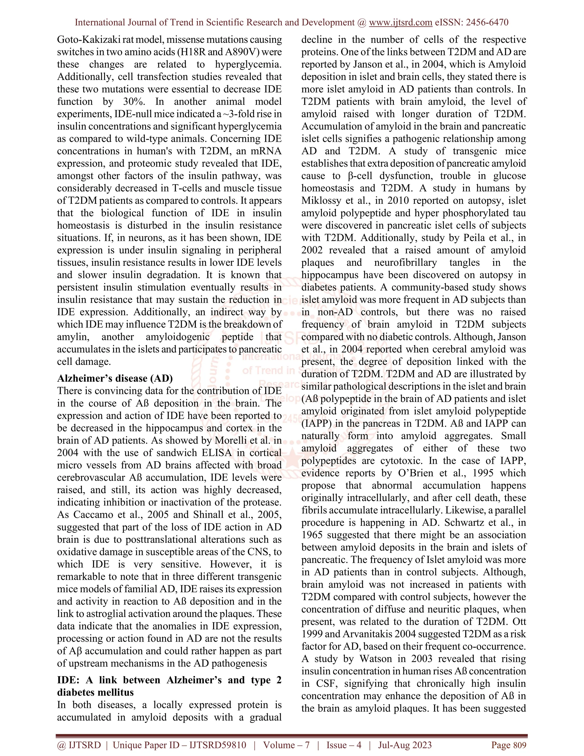 Investigating the Link Between Alzheimers Disease and Type 2 Diabetes ...