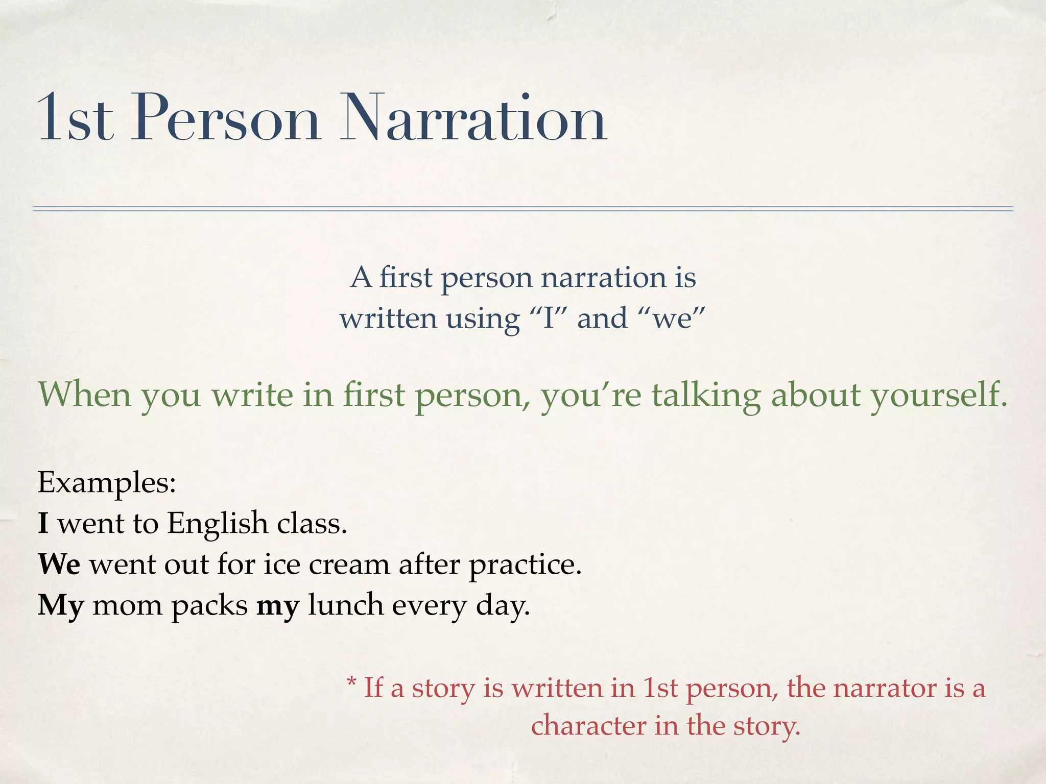 Narration: 1st, 2nd, and 3rd | PDF