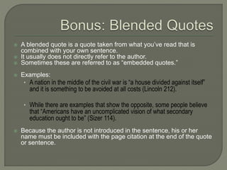 Quoting Outside Sources Using Sandwich or 1,2,3 Method | PPT