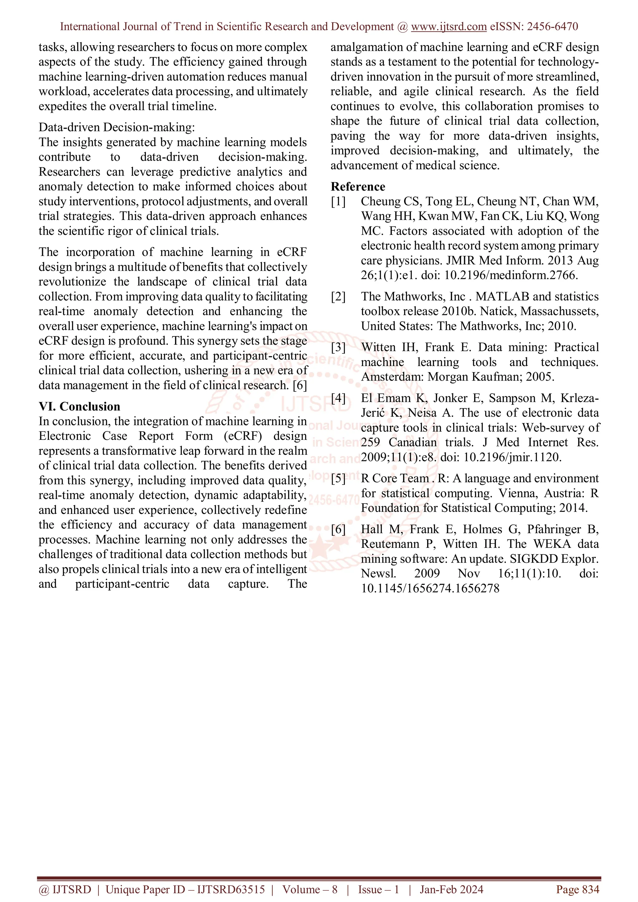 Streamlining Data Collection Ecrf Design And Machine Learning Pdf