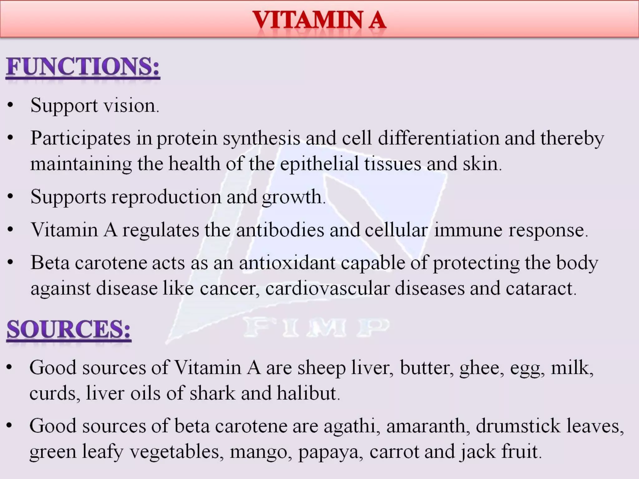VITAMINS (Classification, sources, Functions, Requirement and ...