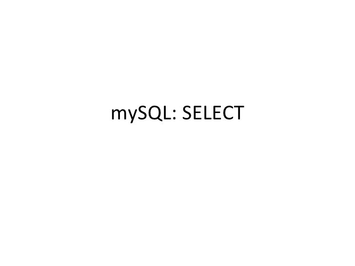 Mysql Select
