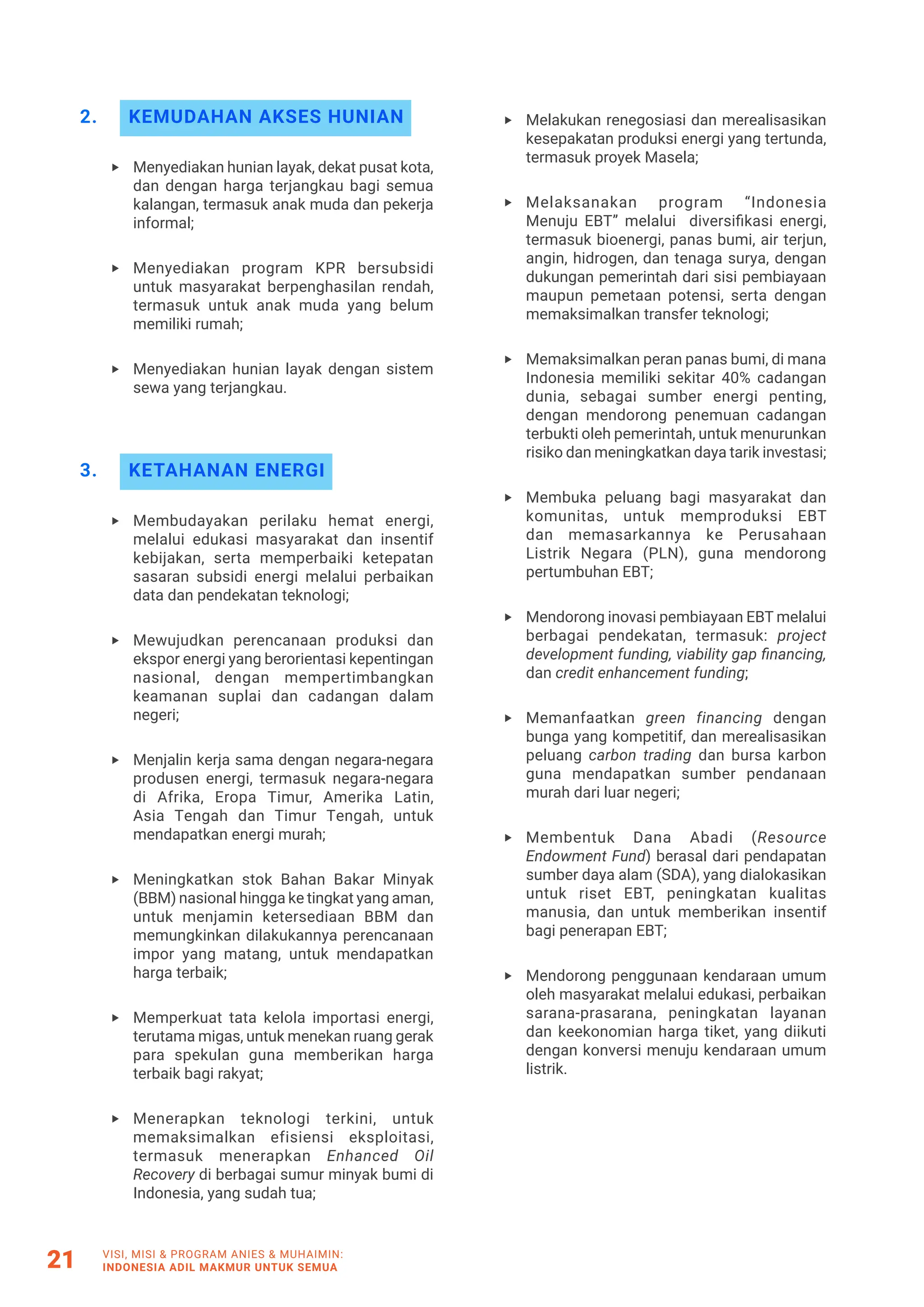 VISI MISI PASLON 01 - ANIES BASWEDAN - CAK IMIN | PDF