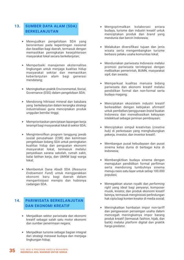 VISI MISI PASLON 01 - ANIES BASWEDAN - CAK IMIN | PDF