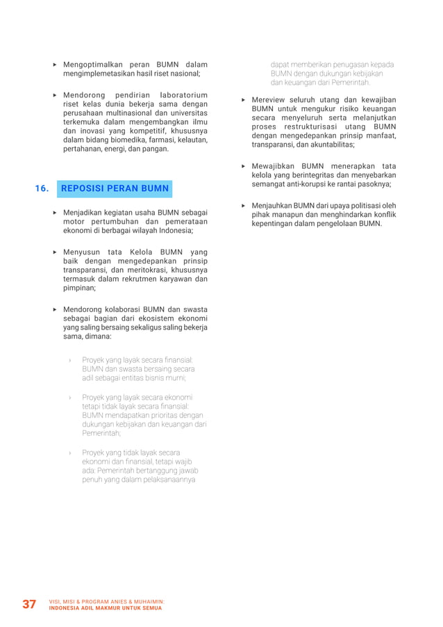 VISI MISI PASLON 01 - ANIES BASWEDAN - CAK IMIN | PDF