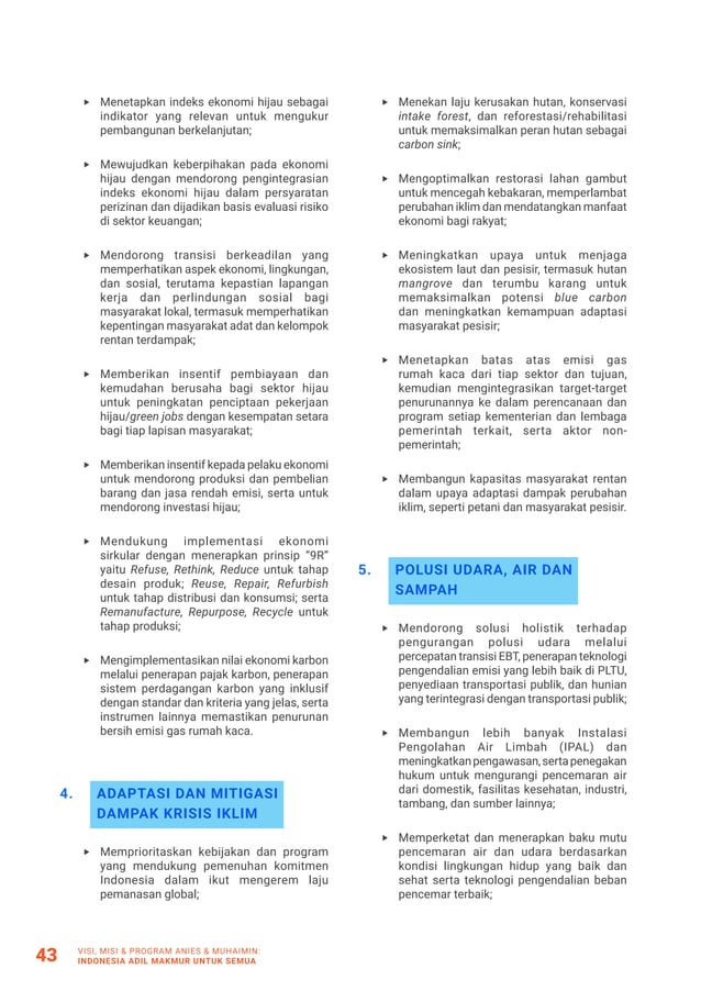 VISI MISI PASLON 01 - ANIES BASWEDAN - CAK IMIN | PDF