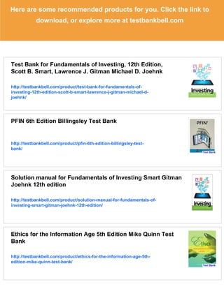 Solution Manual for PFIN, 7th Edition, Randall Billingsley, Lawrence ...