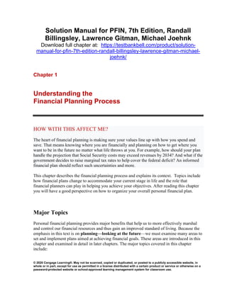 Solution Manual for PFIN, 7th Edition, Randall Billingsley, Lawrence ...