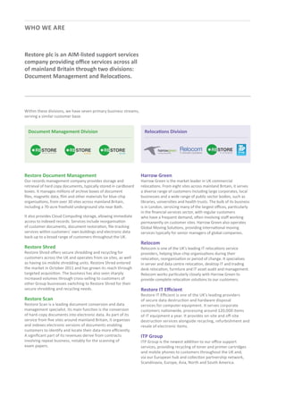 Restore plc Corporate Brochure | PDF
