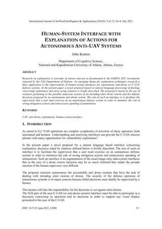 Human-System Interface with Explanation of Actions for Autonomous Anti ...