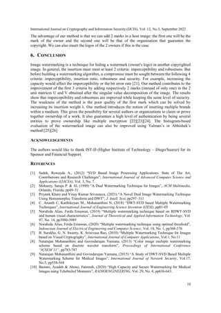 Multiple Image Watermarking based on SVD : Improving Capacity and Imperceptibility | PDF ...