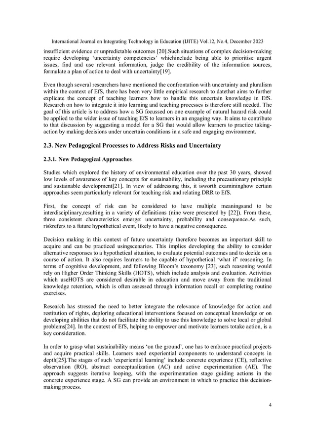 REFORMING EDUCATION FOR SUSTAINABILITY: THE CONTRIBUTION OF SERIOUS ...