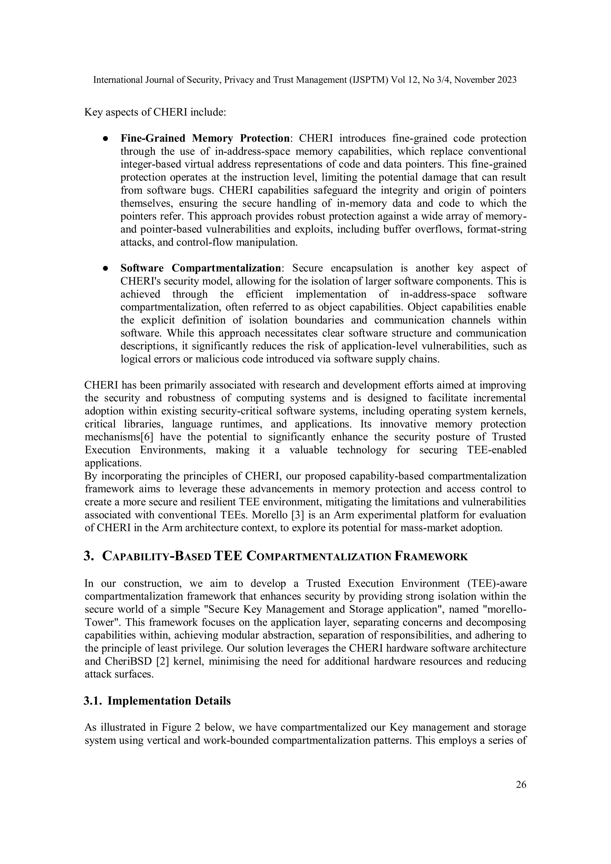 OBJECT CAPABILITY MODEL FOR TEE: A CHERI BASED COMPARTMENTALIZATION APPROACH | PDF
