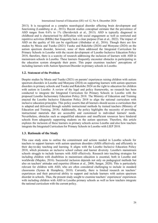 Inclusion of Learners with Autism Spectrum Disorders (ASD) in Lesotho Primary Schools | PDF