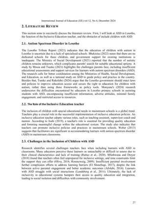 Inclusion of Learners with Autism Spectrum Disorders (ASD) in Lesotho Primary Schools | PDF