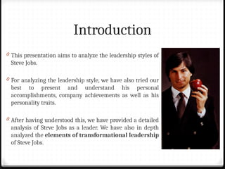 Slide Steve Jobs Leadership Analys for new leadership | PPT
