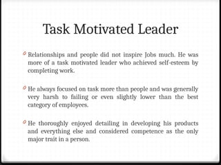 Slide Steve Jobs Leadership Analys for new leadership | PPT
