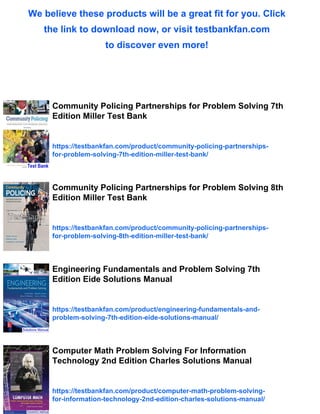 Community Policing Partnerships for Problem Solving 7th Edition Miller ...