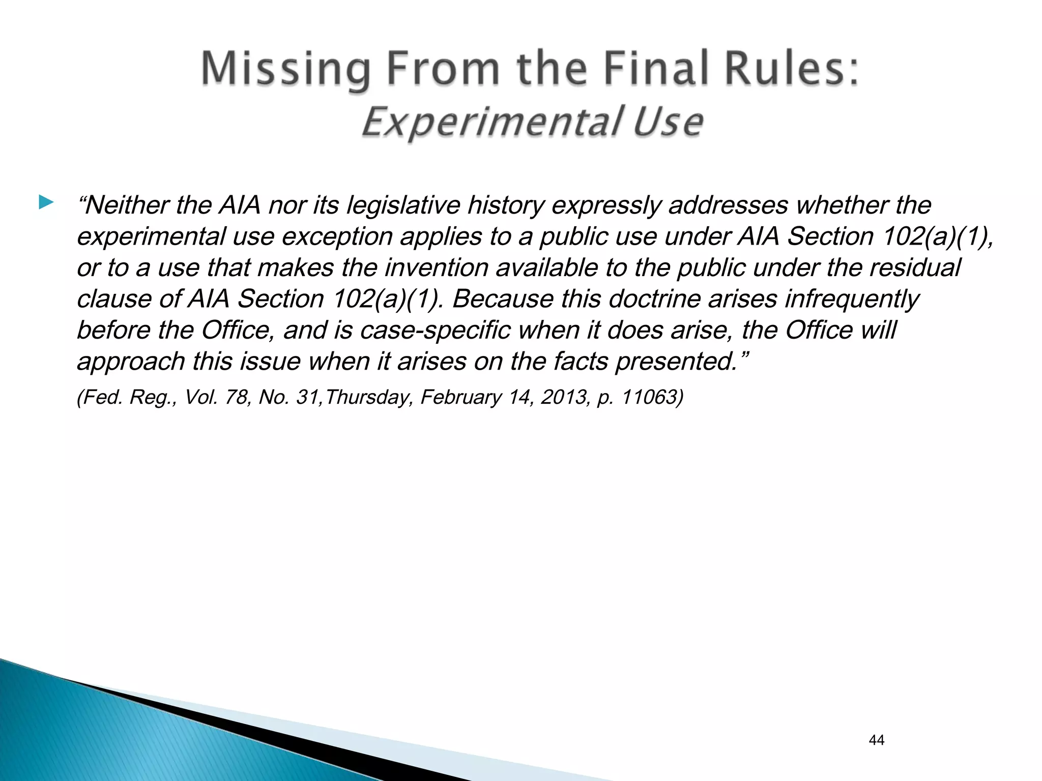 The American Invents Act (AIA): Final USPTO Rules | PPT