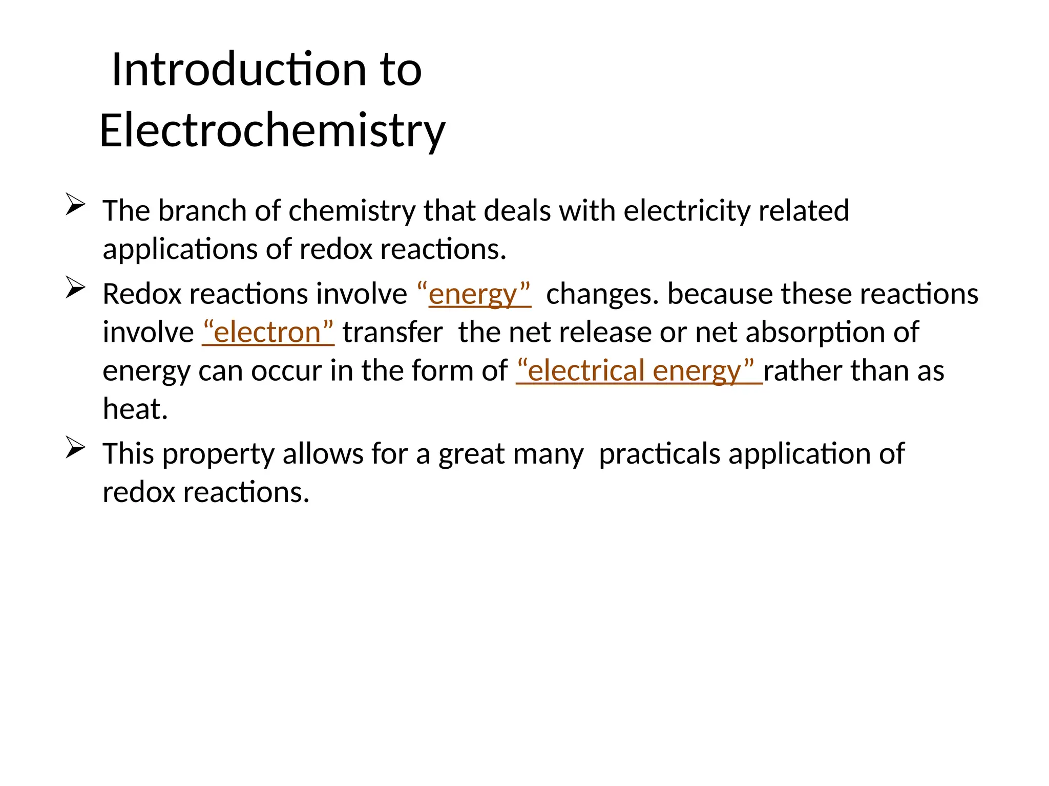 The branch of chemistry that deals with electricity related ...