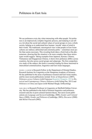 Politeness In East Asia Dniel Z Kdr Sara Mills | PDF