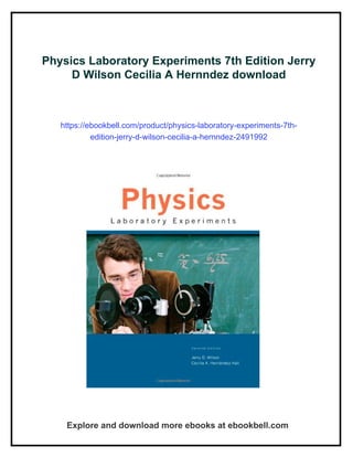 Physics Laboratory Experiments 7th Edition Jerry D Wilson Cecilia A ...