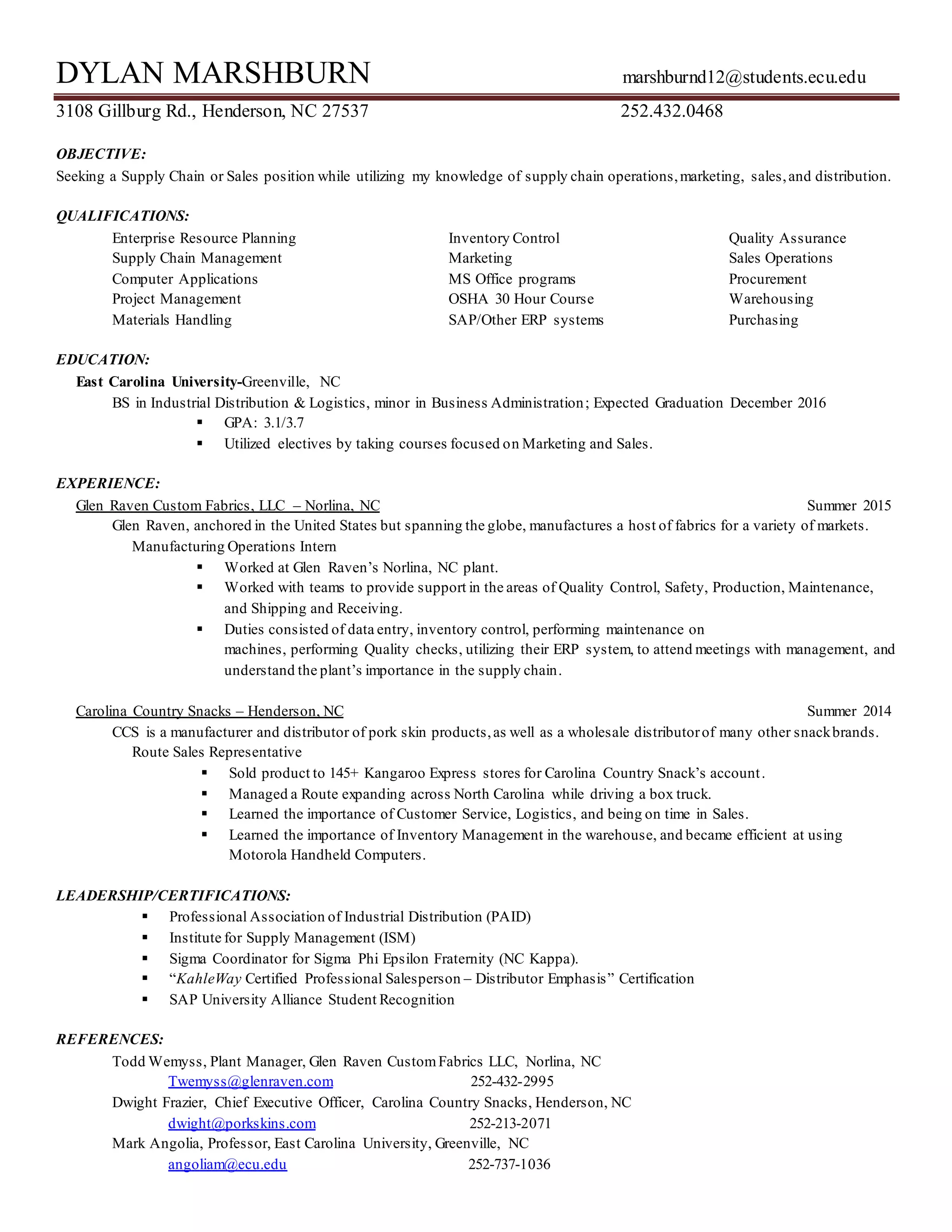 RESUME - Dylan Marshburn | DOCX