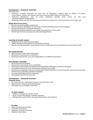 Krishna Kumar Professional Resume(2) | DOCX | Logistics | Business