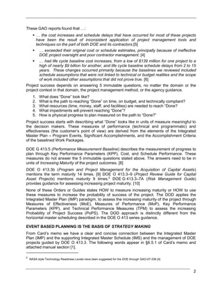 Improving DOE Project Performance Using the DOD Integrated Master Plan ...