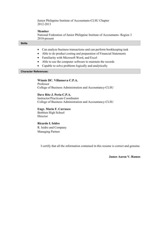 Resume_JamesAaronVRamos | PDF