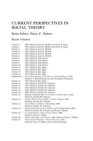 The Vitality Of Critical Theory Harry Dahms | PDF