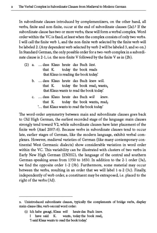 The Verbal Complex In Subordinate Clauses From Medieval To Modern ...