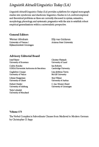 The Verbal Complex In Subordinate Clauses From Medieval To Modern ...