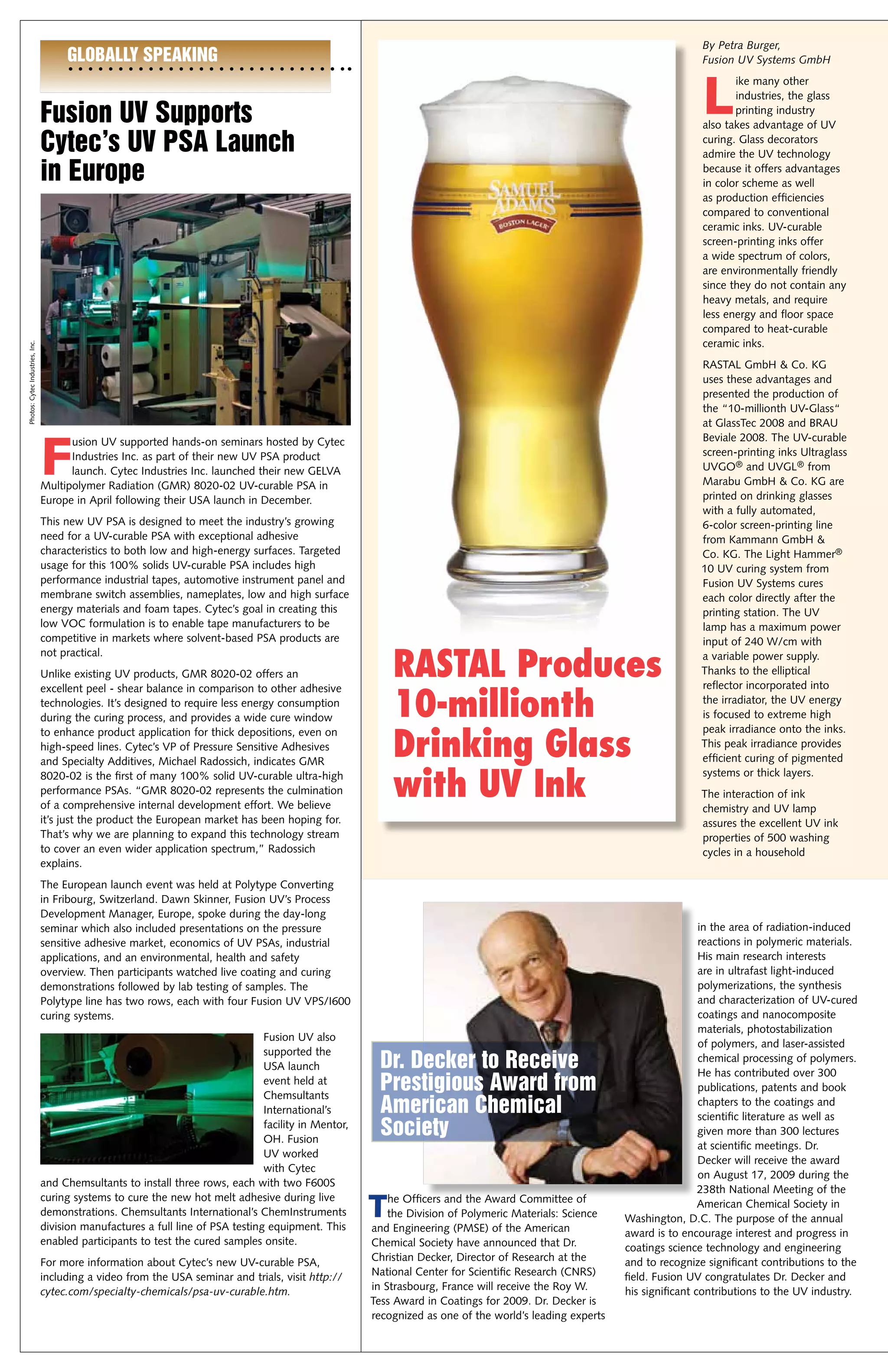 Fusion UV Spectrum Newsletter - Summer 2009 | PDF