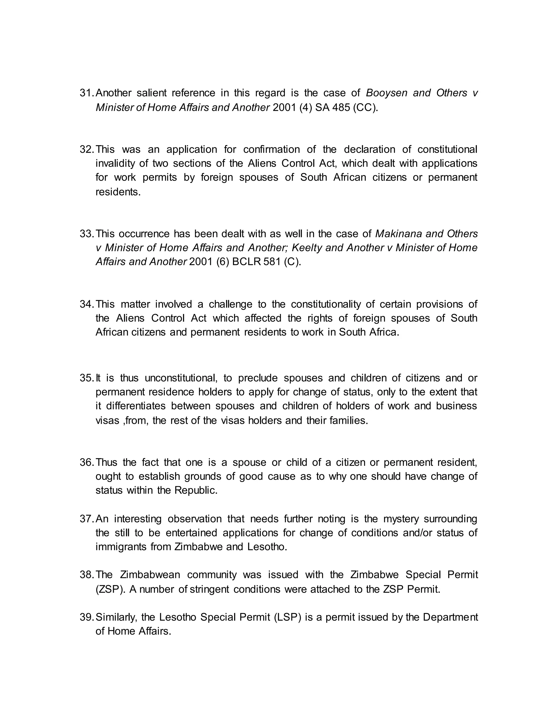 Change of Conditions and Change of Status under the Immigration Act 19 ...