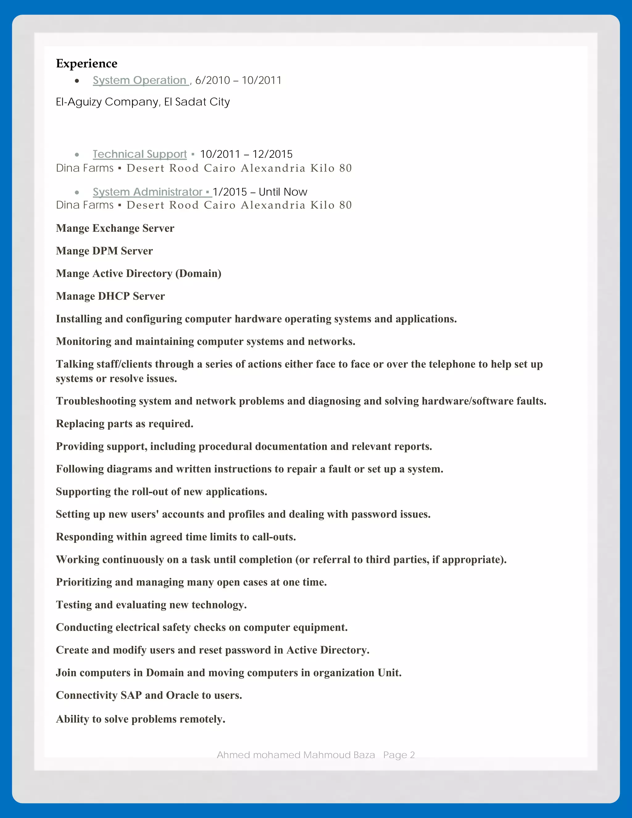 Ahmed Mohamed Mahmoud Baza CV | PDF