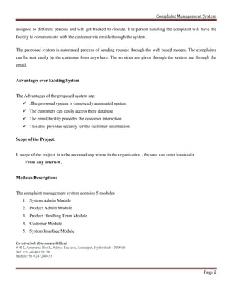 Complaint Management System Abstract 2017 | PDF