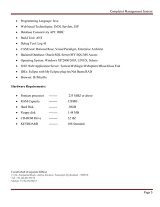 Complaint Management System Abstract 2017 | PDF