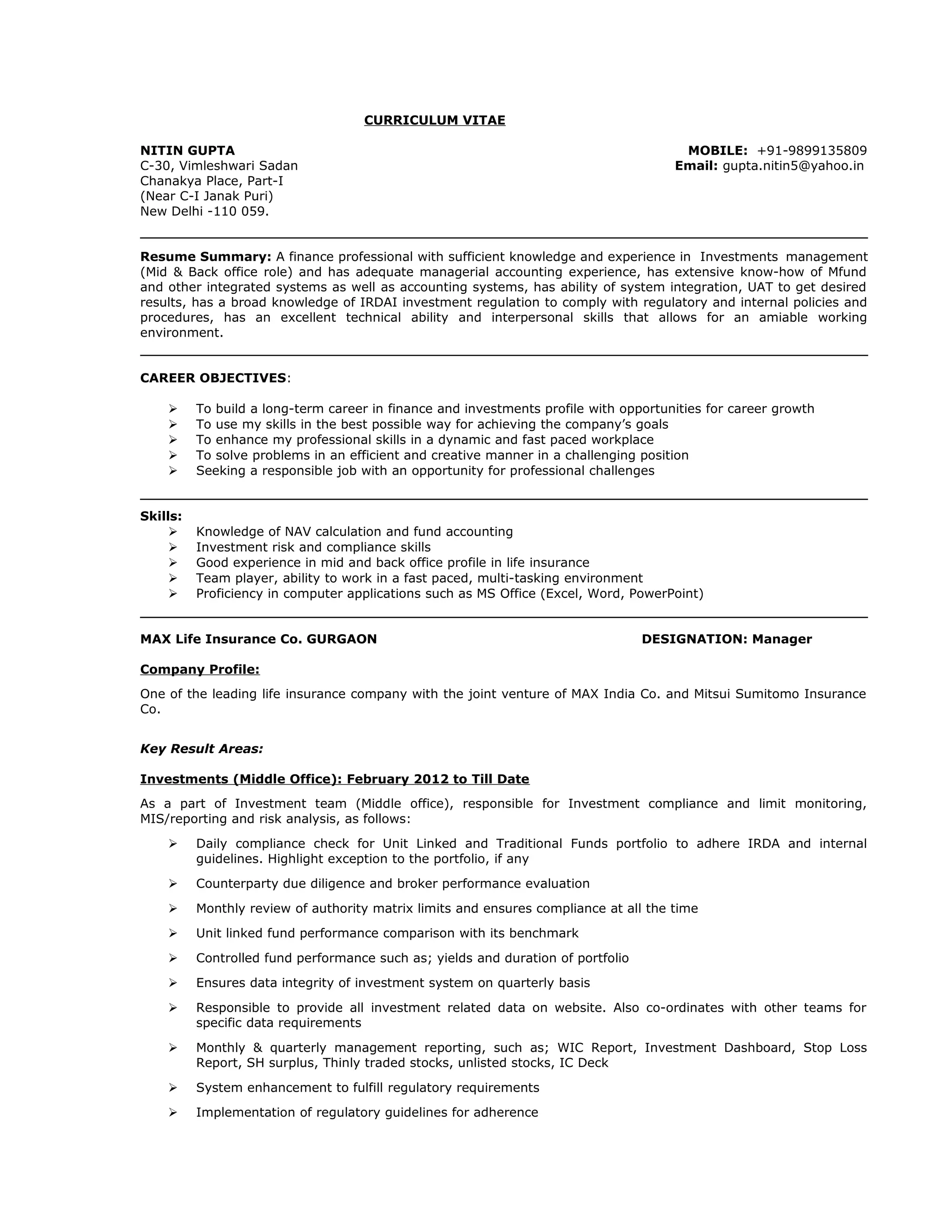 Resume-NITIN GUPTA_02072016 | DOC
