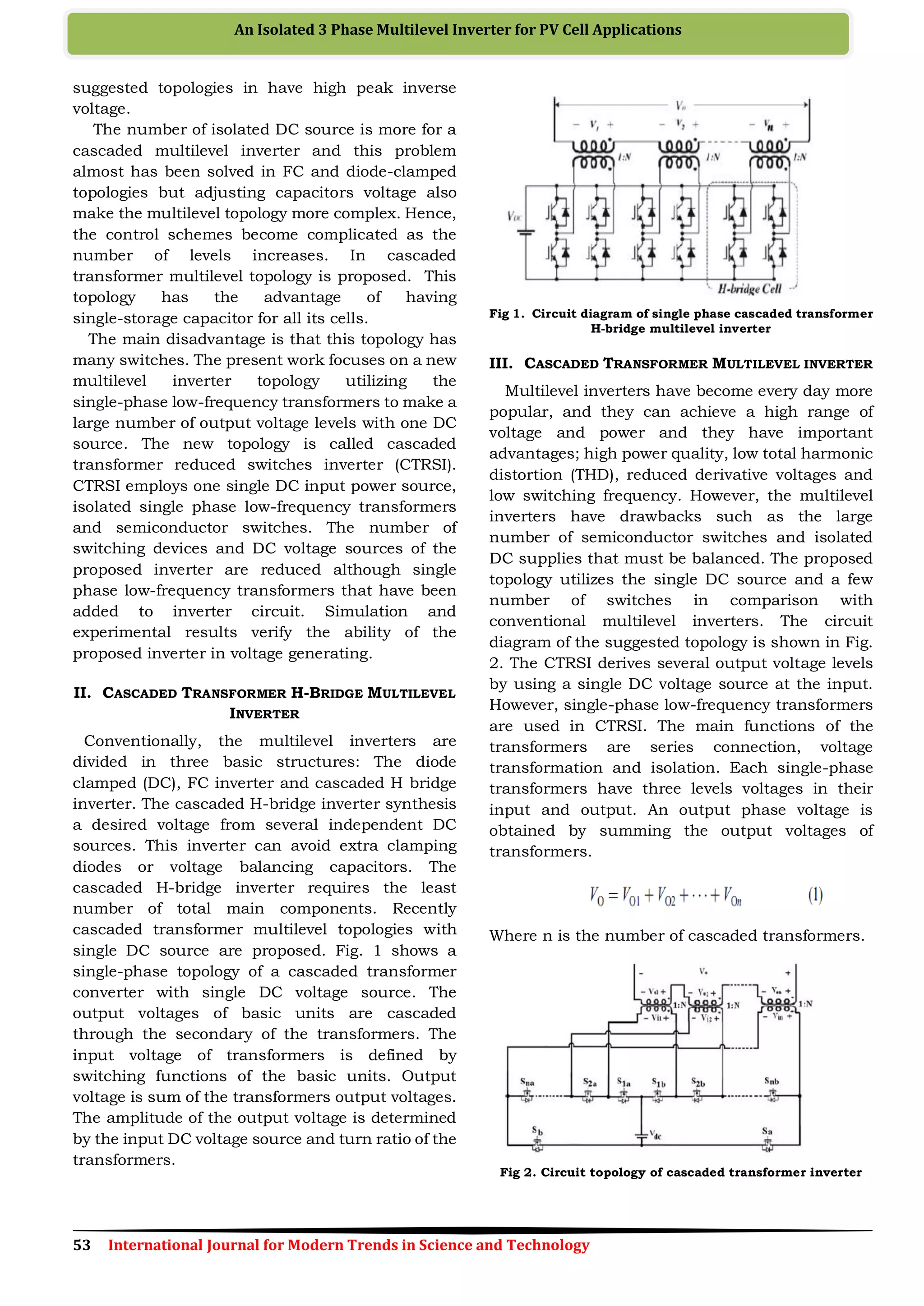 An Isolated 3 Phase Multilevel Inverter for PV Cell Applications | PDF
