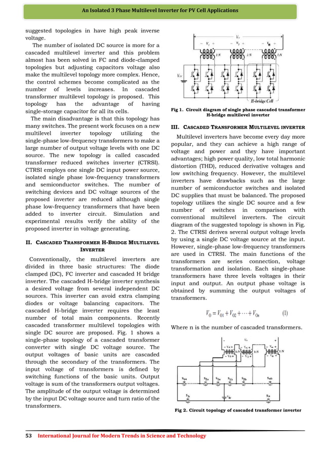 An Isolated 3 Phase Multilevel Inverter for PV Cell Applications | PDF